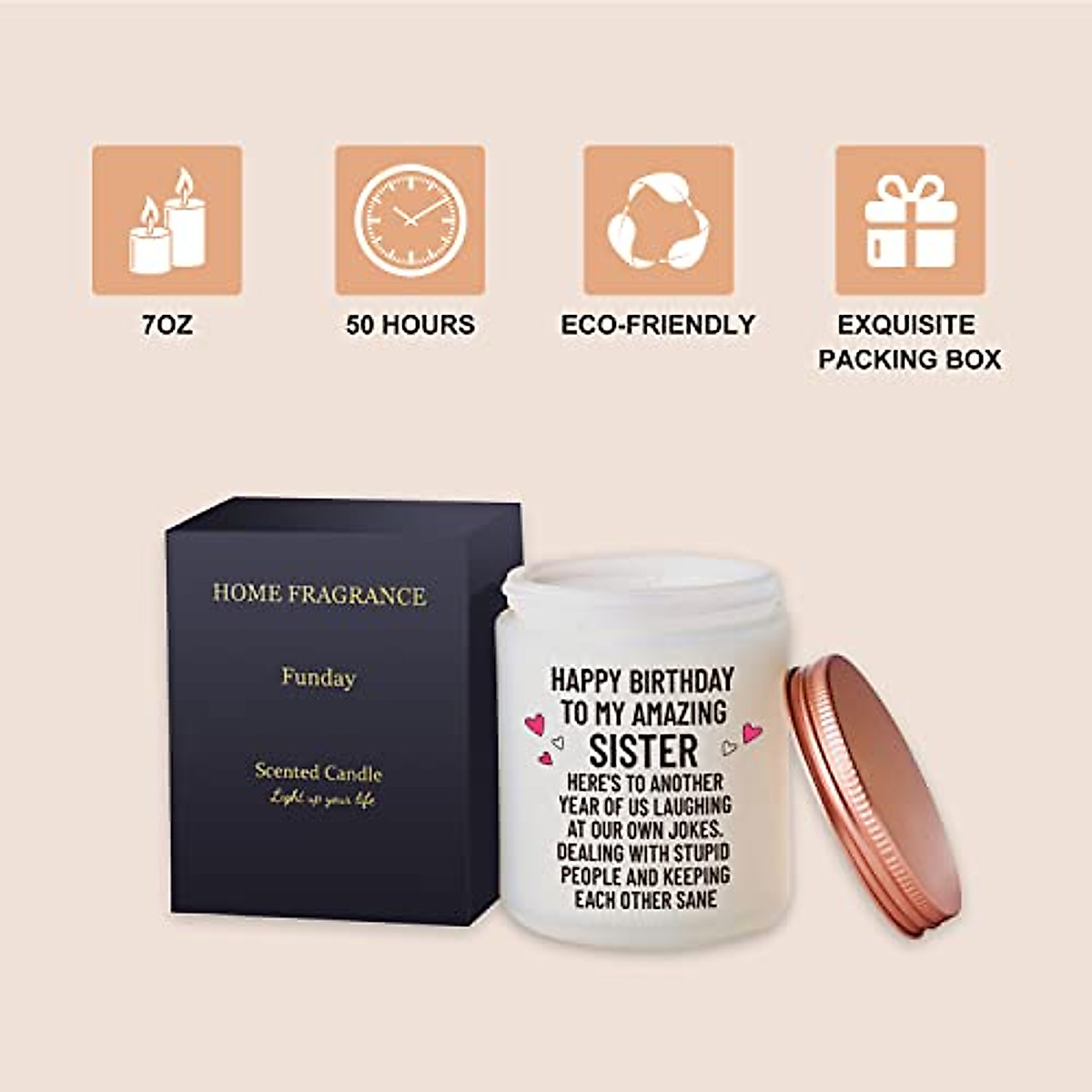 Birthday Gifts for Sister from Sister Funny Birthday Gifts for Women My Soul Sister Sister-in-Law 21th 29th 30th 40th 50th 60th Year Birthday Lavender Candle