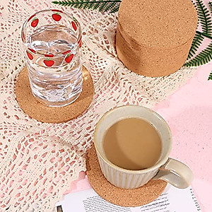 80 Pcs Cork Coaster for Drink Absorbent 4 Inches Tea or Coffee Coaster Set Round Heat Resistant Bar Coasters Reusable Table Blank Coasters Gifts for Cold Drinks Wine Glass Cup Mug Plant Office Home