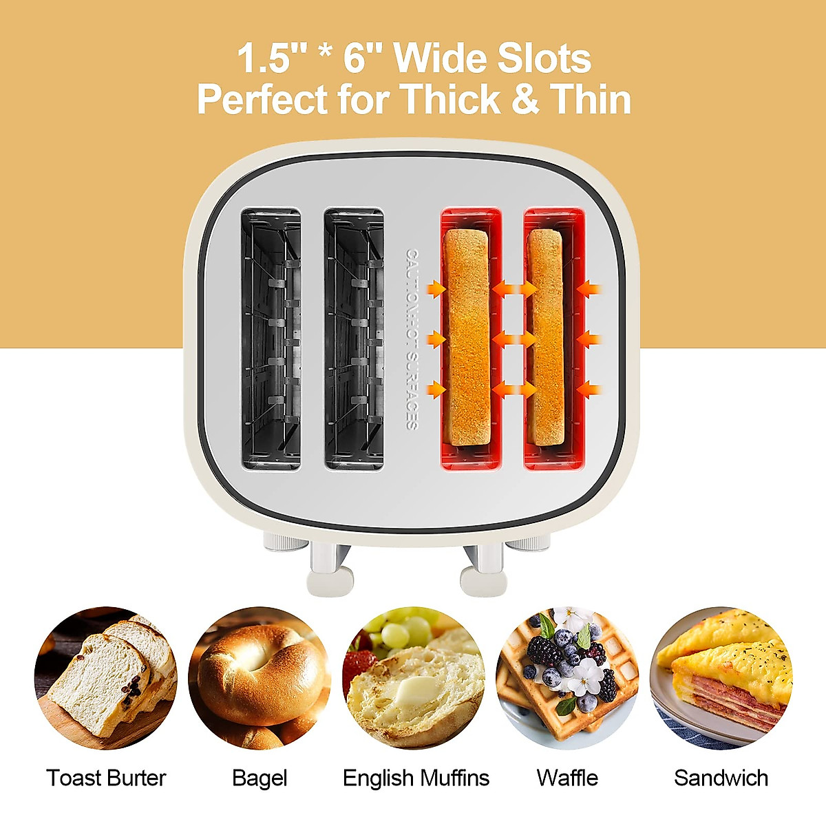 Anfilank 4-Slice Toaster, Retro Toaster with Long Extra-Wide Slots and Removable Tray, Cancel/Bagel/Reheat Function, 6 Shape Options, BPA free(Grey)