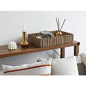 StorageWorks Large Storage Baskets, Seagrass Baskets for Shelves, Handwoven Wicker Baskets for Organizing, Toilet Paper Basket, Natural, 2 Pack