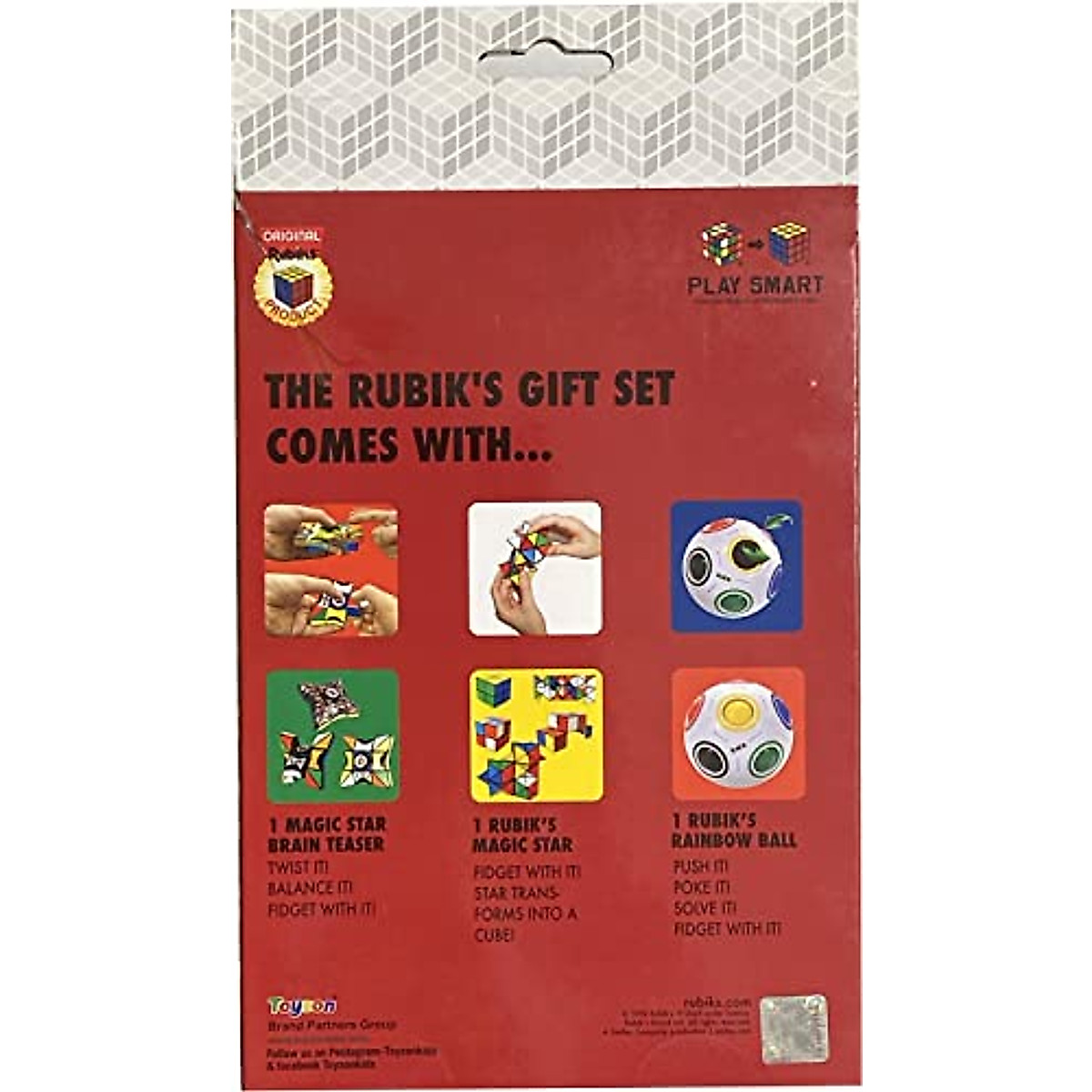 Rubik's Cube 3-Piece Gift Set (Rainbow Ball, Magic Star Puzzle and Magic Star Spinner) Pocket Educational and STEM Toy, Brain Teaser, Stress Relief, Fun, Additive Fidget Toys For Adults, Teen and Kids