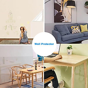 Wall Protector, Clear Electrostatic Adsorption Film Stickers(1.48ft x 16.4ft) for Kitchen & Office -Shield Paint from Oil Splash, Steam, Trash, Furniture Scuff, Easy to Apply & Remove, No Residue