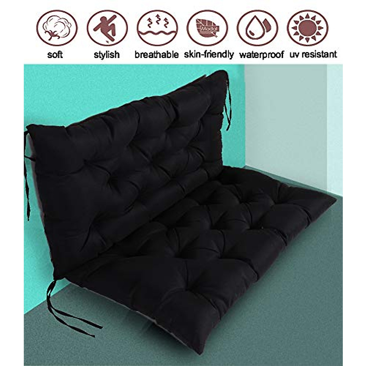 Garden Bench Swing Replacement Backrest Comfortable Seat Pad Cover, 2-3 Seater Outdoor Indoor Extra Thick Seat Cushion, Non-slip Mat Comfort Bench Mattress for Furniture Recliners Patio Chairs