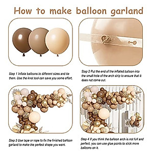 150PCS Brown Balloons Garland Arch Kit, Different Size Brown Nude Boho Blush Tan Neutral Beige Gold Balloons for Woodland Tedy Bear Baby Shower Wedding Jungle Safari Birthday Party Decorations