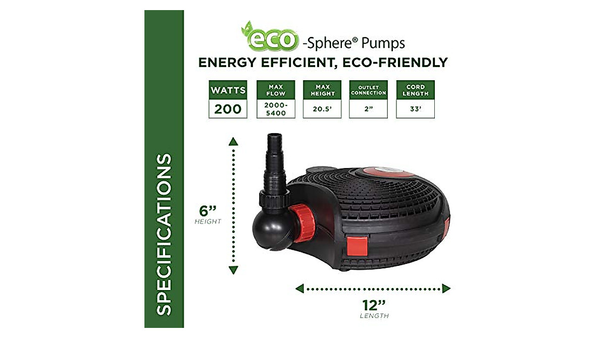 Alpine Eco-Sphere 5400GPH Pond Pump with Energy Saving Design
