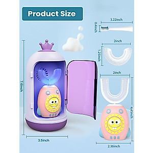 FTOYIN Kids U Shaped Electric Toothbrush, Kids Electric Toothbrushes with 5 Modes, Sonic Toothbrush Kids IPX7 Waterpoof with 3 Brush Heads, 360° Automatic Toothbrush Kids for Age 2-12