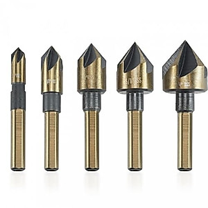 5pc Cobalt Industrial Countersink Bit Set in Aluminum Case