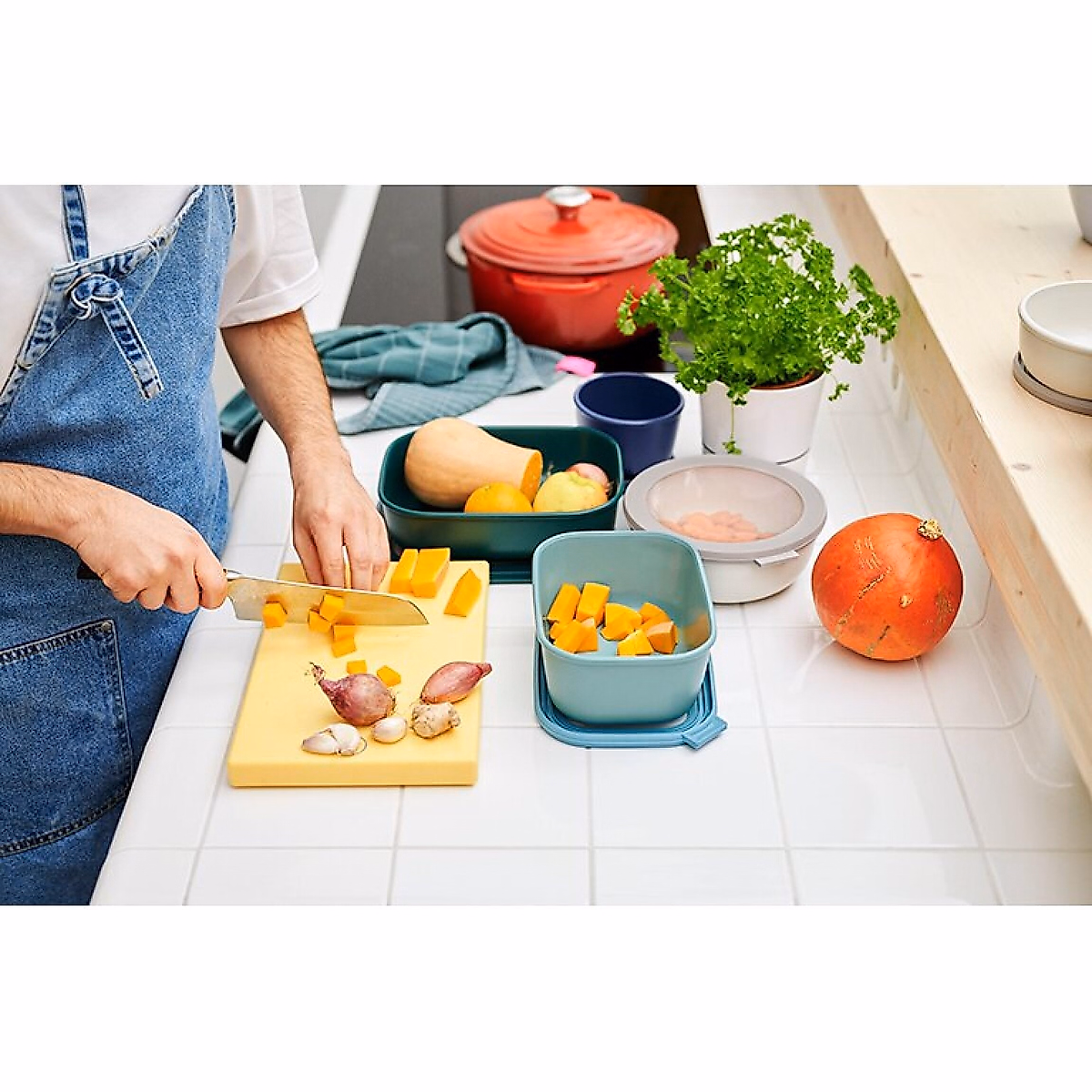 Mepal Cirqula Multi Bowl Rectangular 3000 ml Nordic Denim-Food Storage Box-Stackable-Dishwasher Safe