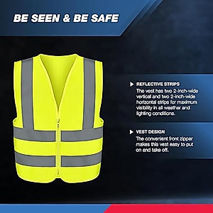 Neiko 53963A High Visibility SAFETY Vest with 2 Pockets, ANSI/ISEA Standard, Color Neon, Size XL, X-Large, Yellow