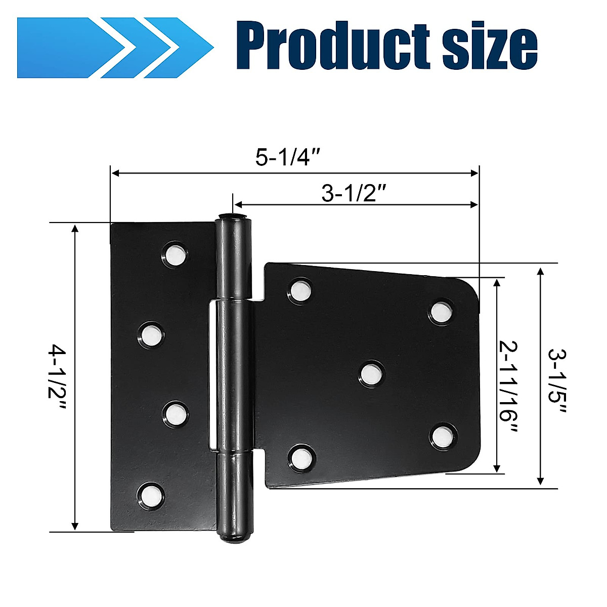 Heavy Duty Gate Hinges 6 Pack, Black Iron 3.5 Inch Door Hinges for Wood Shed Barn Door Fence Gate Swing Door (Screws Included)