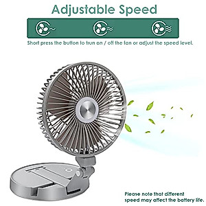 Mayeecare Foldaway Stand Fan, Adjustable Desk Fan Table Fan, Rechargeable Fan Ultra Lightweight Portable Fan with 3 Speed & 3 Brighness for Outdoor Camping Travel, Home, Office, Kitchen