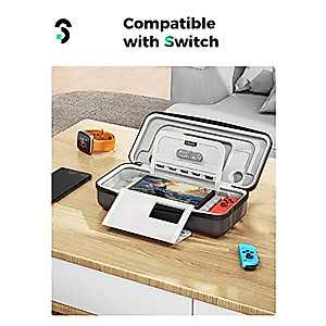 SOOMFON Steam Deck Carrying Case, Protective Hard Shell Carry Case Built-in Adapter Charger Storage, Portable Travel Carrying Case Pouch for Steam Deck Console & Accessories