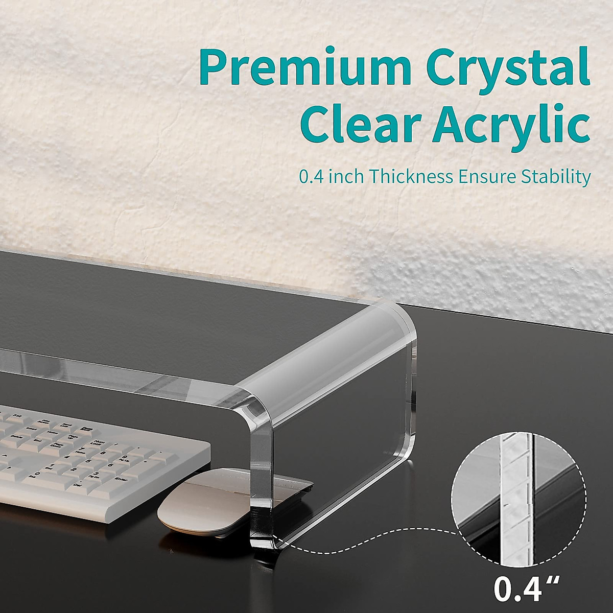 Zimilar 20 inch Large Acrylic Monitor Stand Riser, Crystal Clear Monitor Riser, Acrylic Computer Stand Riser with Keyboard Storage for Computer, Laptop, PC,iMac