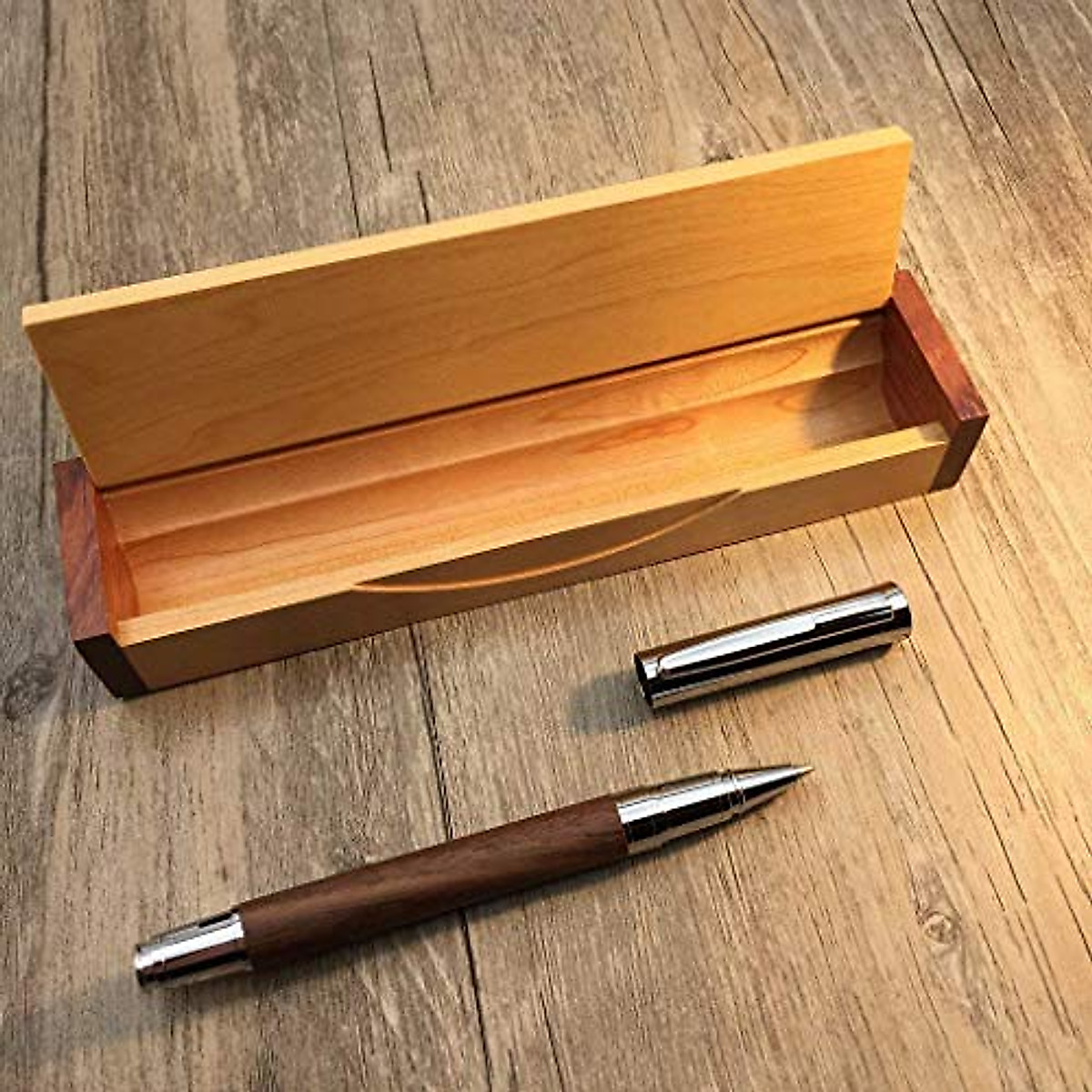 LACHIEVA LUX Elegant Walnut Rollerball Pen Set.Nice Wood Roller Pen with Germany Schneider Refill. Luxury Wooden Pen for Men & Women. Best and Executive, Office Gift for Writing (Walnut)
