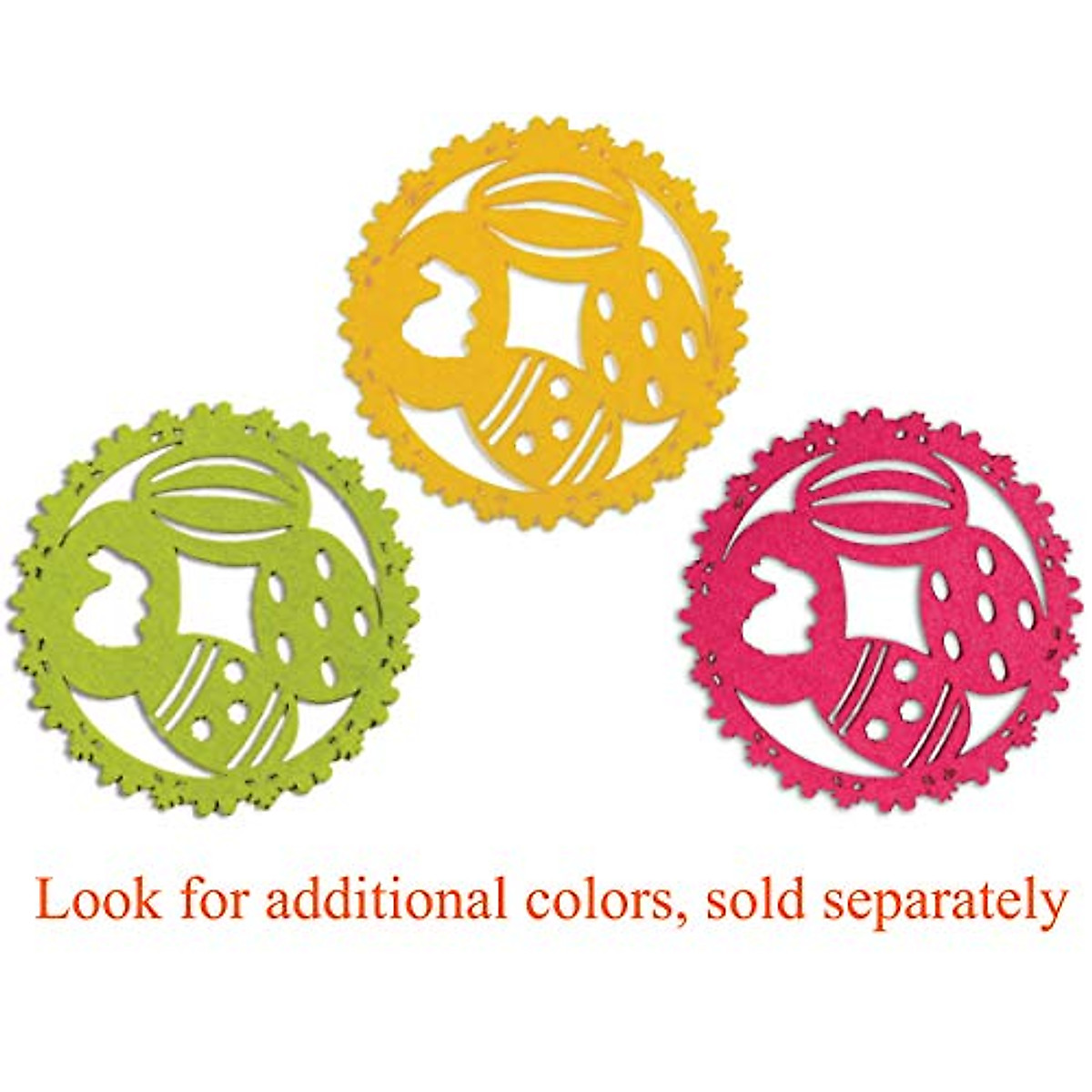 Boston International Easter Eggs Felt Drink Coasters, Set of 4, 4-Inches, Green