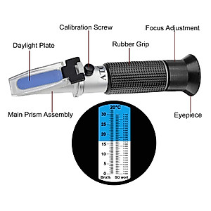 TRZ Brix Refractometer with ATC, Handheld Refractometer,Dual Scale-Specific Gravity 1.000-1.130 and Brix 0-32% for Beer Wine and Fruit