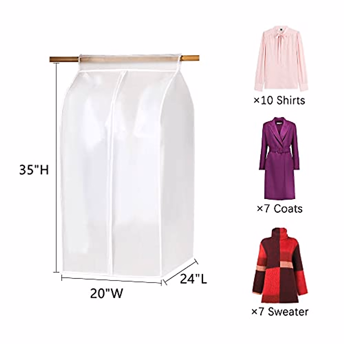 XIAKE Garment Cover Moth-proof Dust Cover Coat Hanging Clothes Storage Bag Premium Thickened Clothing Organizer Moisture-proof Dust-proof Clothes Cover (24"L * 20"W * 35"H)