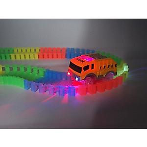 TornadoZ Tracks Cars Replacement Only with 5 LED Flashing Lights Up car, Compatible with Most Tracks, Glow in The Dark, Racing Car Track Accessories, Gift, Kid Boy Girl (4 Pack)