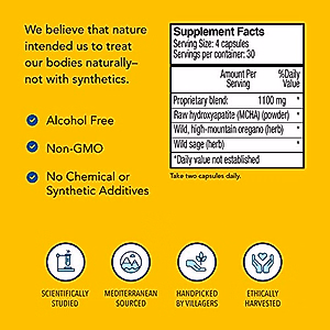 NORTH AMERICAN HERB & SPICE BoneActiv - 120 Capsules - Bone & Joint Support - MCHA, Sage, Rosemary, Oreganol P73 Oregano Oil - Non-GMO - 30 Servings