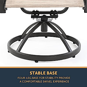 HAPPATIO Patio Dining Chairs Set of 2, Outdoor Textilene Swivel Dining Chairs with High Back, Patio Furniture Chairs with Armrest, Brown Frame (Khaki)