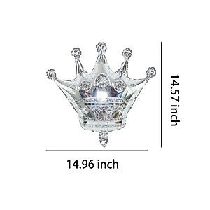 10PCS Silver Mini Crown Balloons for Engagement Wedding Anniversary Birthday Decorations Aluminum Foil Balloon for Bridal Shower Girl Woman