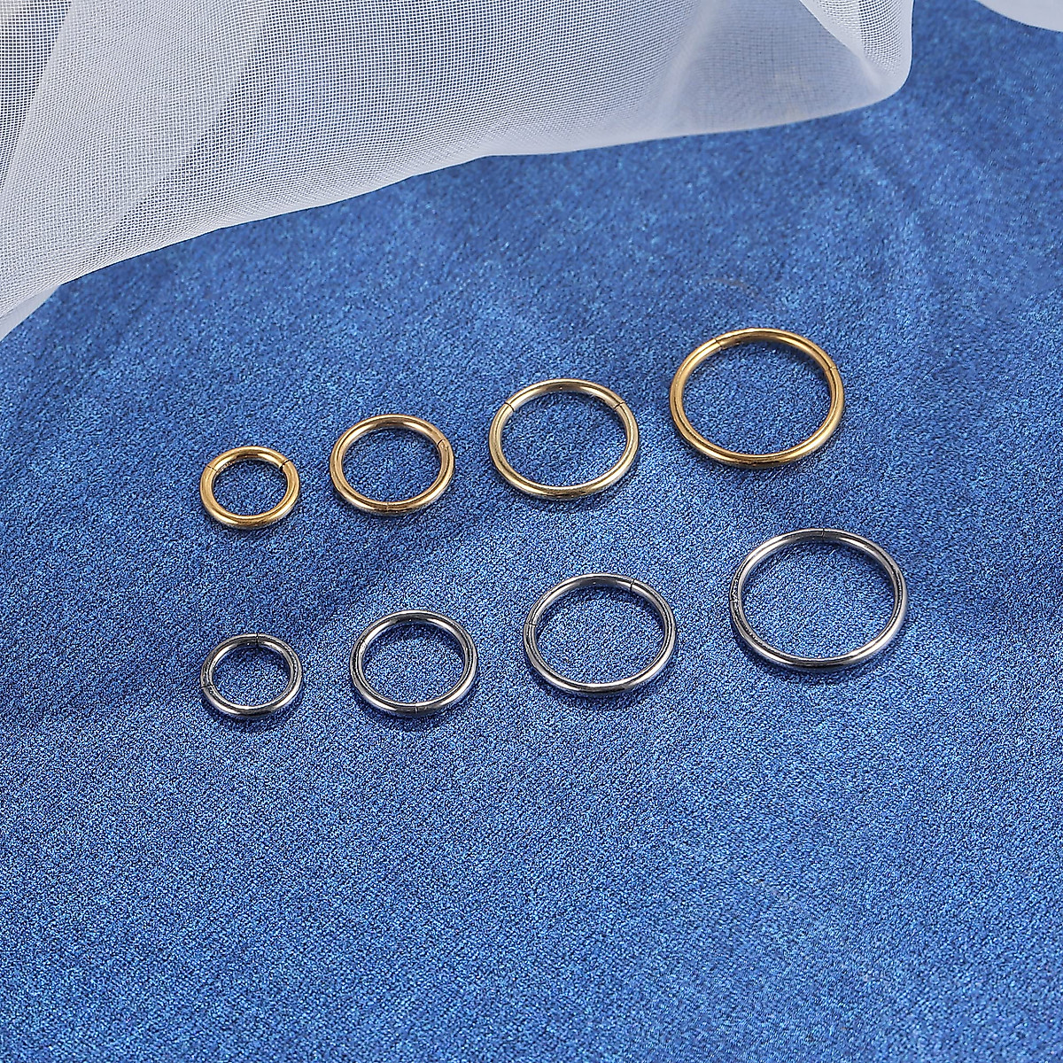 2 Pcs a Set G23 Titanium Steel Piercing-Ring Hinged Nose Rings Hoop Septum Clicker Ring Cartilage Tragus Piercing Diameter 6mm 8mm 10mm 12mm (Gold,G23 Titanium, 12mm)