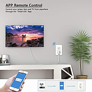 UCOMEN Smart Power Wall Outlets WiFi Sockets W/ 2 Plug outlets Remote Controller Compatible with Alexa, Google Home Requires 2.4 GHz Wi-Fi,4 pcs