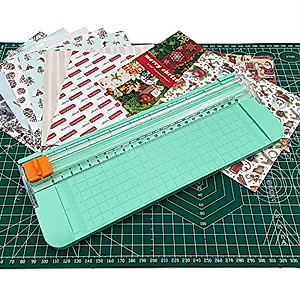 QYQRQF Paper Cutter, A4 Paper Trimmer with Security Safeguard & Side Ruler Portable Straight Edge Cutter for Scrapbooking Craft Paper, Photos, Label, Cardstock (Green)