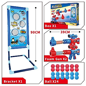 YEEBAY Shooting Game Toy for Age 6, 7, 8,9,10+ Years Old Kids, Boys - 2pk Air Guns & Shooting Target & 24 Foam Balls - Ideal Gift - Compatible with Toy Guns