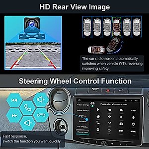 2G+32G Android 10 inch Single Din Car Stereo with Wireless Apple Carplay, Adjustable Touch Screen Bluetooth Car Radio Audio with GPS Navigation Android Auto WiFi USB FM HiFi + Backup Camera