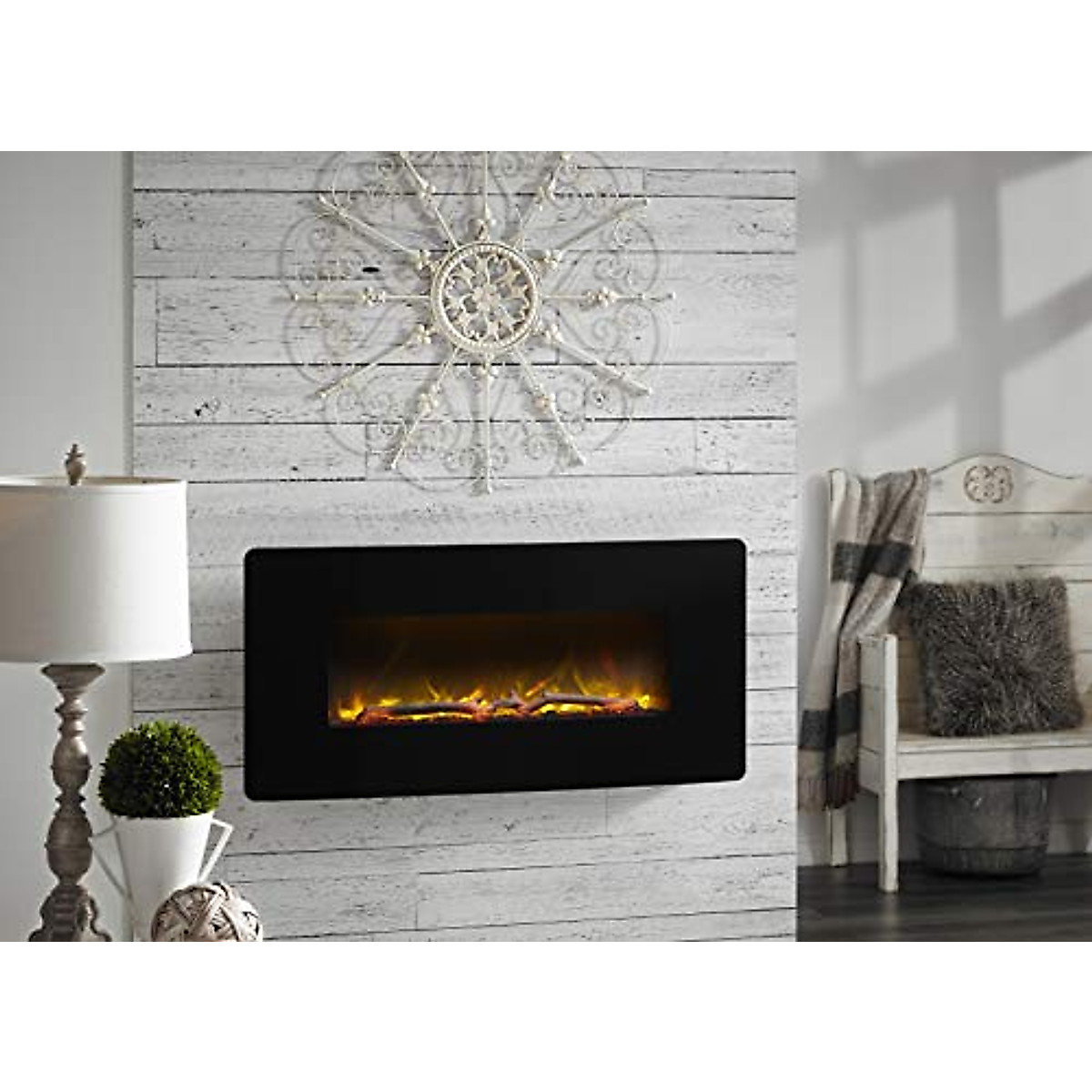 Dimplex Winslow 35" Wall-Mounted Electric Fireplace (Model: SWM3520), 4777 BTU, 120 Volt, 1400 Watt, Black