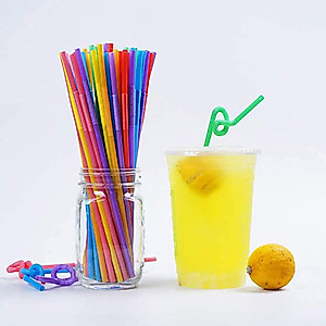 Flexible Disposable Plastic Drinking Straws 100Pcs- 0.23'' Diameter And 10.2'' Long,Stretched Approx 12.8 ''" High (Multicolor-100PCS)