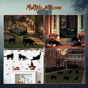 6 Pack Halloween LED Glowing Eyes Black Cat Glow in The Dark with Lights Outdoor Outside Halloween Decorations Scary Yard Signs Garden Decor Lawn for Pathway Stake Waterproof Thickened Silhouette
