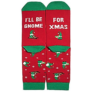 Funny Christmas Socks For Men & Women (It's Lit, Jolly Santa, Gnomes & Cookies)(Gnome For Xmas)