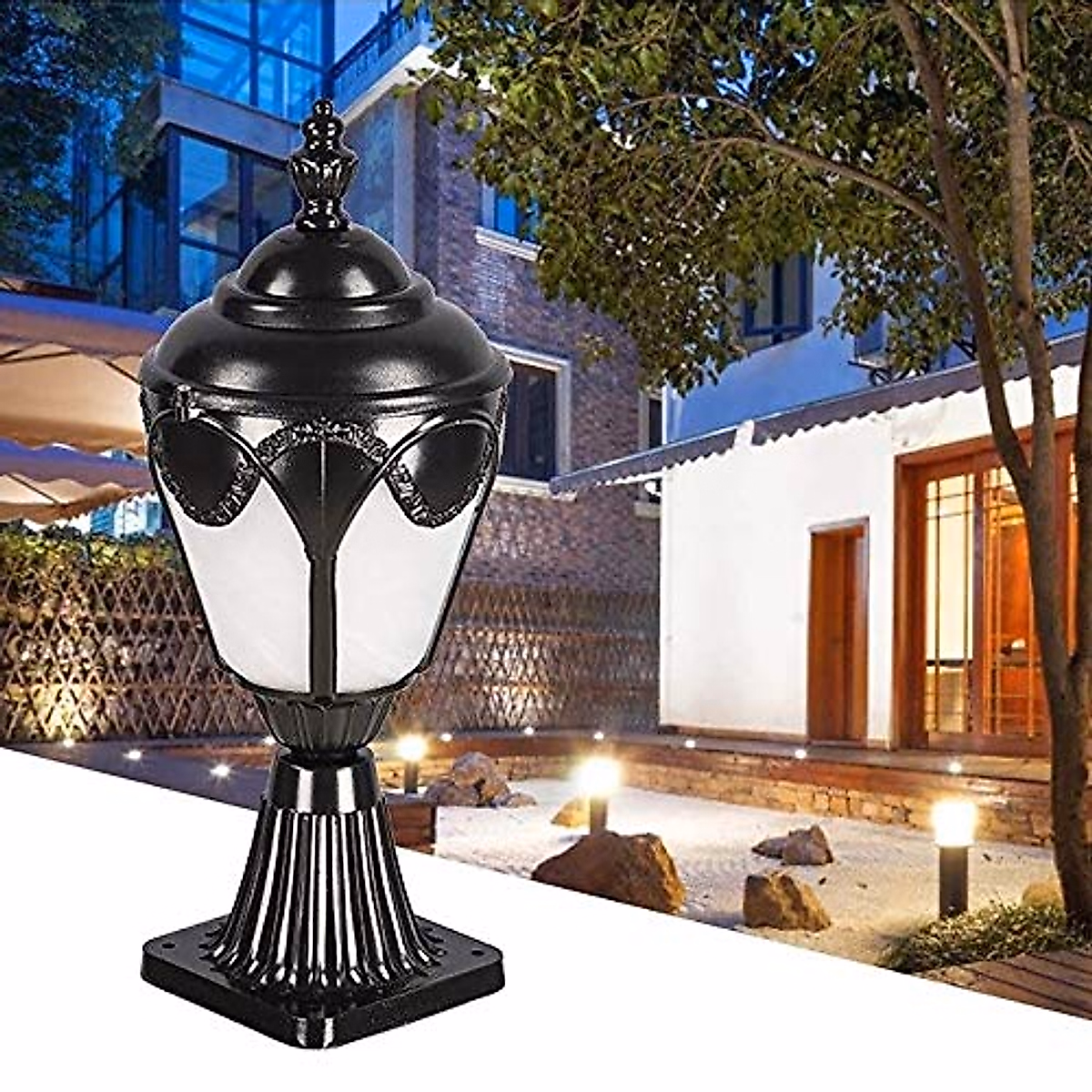 Lights Outdoor Waterproof Post Lantern Courtyard Balcony Garden Decoration Aluminum Metal Stigma Headlights Outdoor E27 Exterior Pillar Post Lamp Street Pedestal Lamp External Desktop Landscape Stadiu