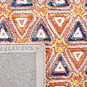 SAFAVIEH Trace Collection Area Rug - 5' x 8', Red & Navy, Handmade Wool, Ideal for High Traffic Areas in Living Room, Bedroom (TRC514Q)