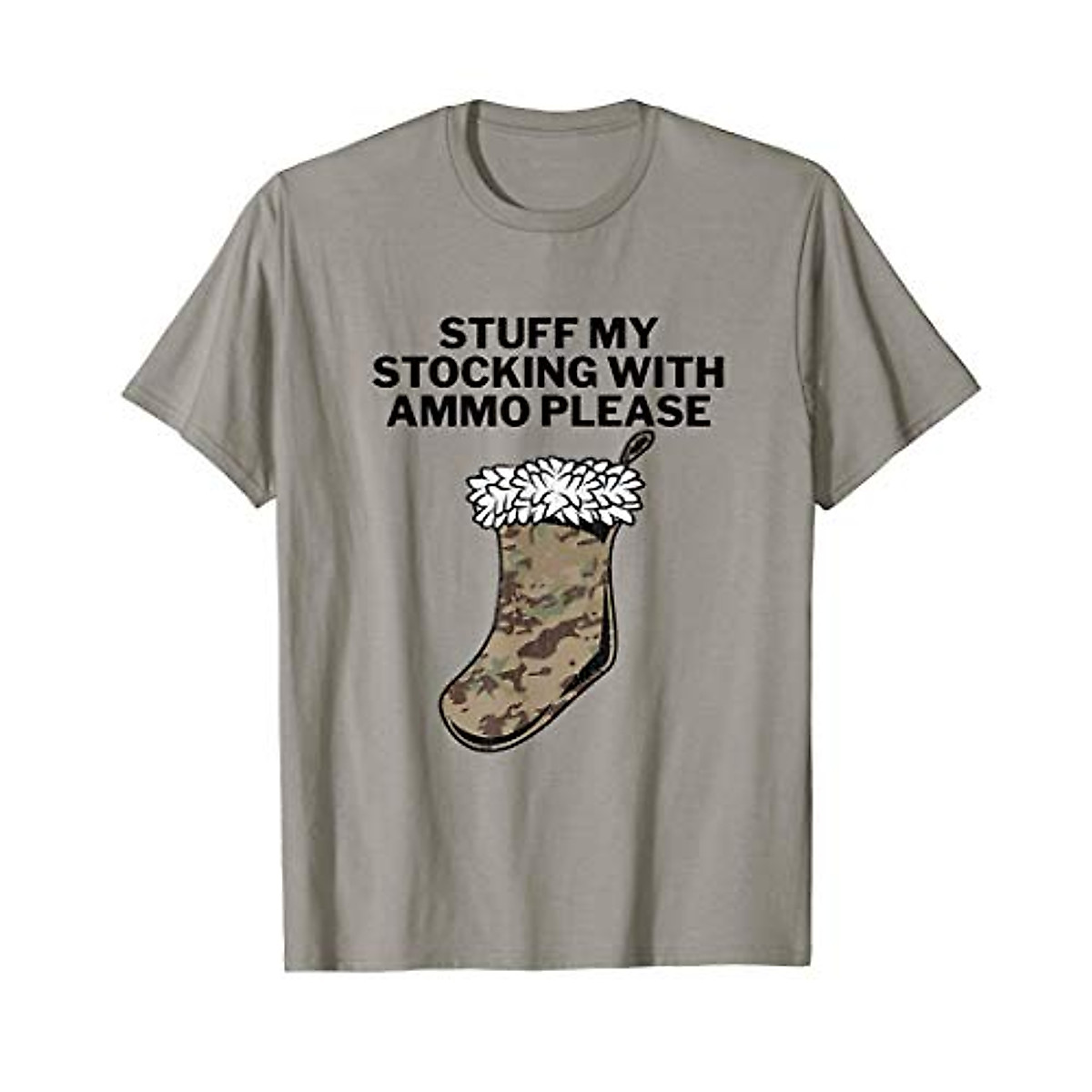 Camo Christmas Stuff Xmas Stocking With Ammo For Hunting T-Shirt