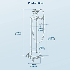 Cinwiny Pot Filler Faucet Wall Mount Polished Chrome Kitchen Restaurant Sink Faucet with Free standing Bathtub Faucet Floor Mount Tub Filler Double Cross Knobs Bathroom Mixer Tap with Handhe