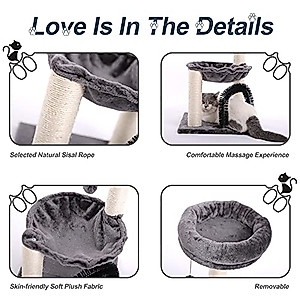 HOOPET cat Tree,27.8 INCHES cat Tower for Indoor Cats, Multi-Level Cat Tree with Scratching Posts Plush Basket & Perch for Play Rest, Cat Activity Tree with Dangling Ball for Kittens/Small Cats