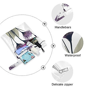 Purple Tulip Flower Wet Dry Bags Tulip Waterproof Baby Cloth Diaper Bags with Two Zippered Pockets Beach Travel Bag for Swimsuit&Wet Cloth 2pcs