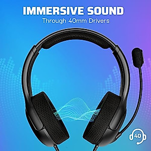 PDP AIRLITE Wired Stereo Gaming Headset, Officially Licensed by Sony PlayStation 5, PS5/PS4/PS3/PC, Lightweight Durable Headphones, 3.5mm audio jack, Noise-canceling Flip-to-Mute Mic, Black