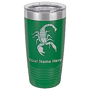 LaserGram 20oz Vacuum Insulated Tumbler Mug, Scorpion, Personalized Engraving Included (Green)