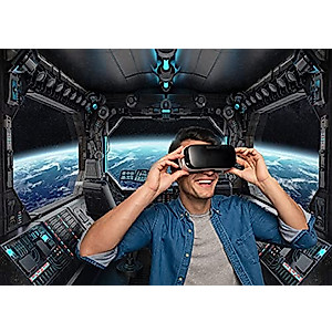 LYWYGG 7x5ft Vinyl Spaceship Interior Background Futuristic Science Fiction Photography Backdrops Spacecraft Cabin Photo Shoot Studio Props Astronomy Universe Galaxy Outer Space Station CP-37-0705