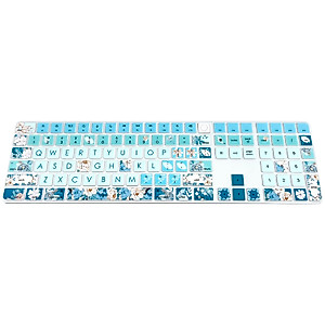 WSLUCKO Keyboard Cover Skin for 2021 New Apple iMac Magic Keyboard (Model: A2520) with Numeric Keypad & Touch ID, Cute Printing Silicone Keyboard Protector,Peony