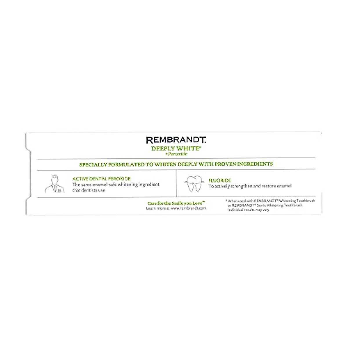 Rembrandt Deeply White + Peroxide Whitening Toothpaste, Fresh Mint Flavor, 2.6 Ounce (Pack of 2)