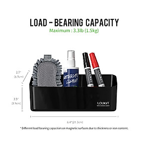 loukin Magnetic and Adhesive Marker Holder, Dry Erase Accessory Tray, Magnetic Storage Organizer for Whiteboard, Glass or Refrigerators (Black)