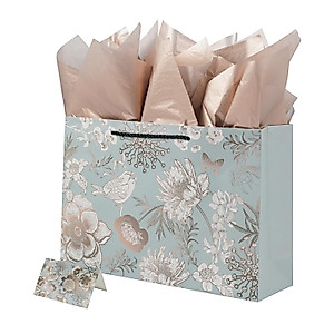 ysmile Preminum Gift Bag with Wrapping Tissue for Women Girl Large 14" Mother Day - Flower