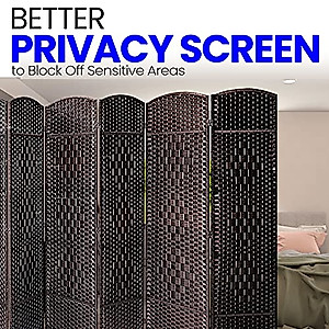 SereneLife Woven Fiber Screen Room Divider - Portable Freestanding Indoor Decorative 8-Panel Room Divider, Room Separator, Folding Privacy Screen, Dressing Area, Office - SereneLife SLRDX89