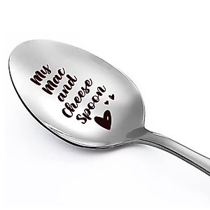 family Kitchen My Mac and Cheese Spoon, Engraved Stainless Steel Coffee Cheese Spoon, Gift for Sister Friend Colleague Cheese Lovers Birthday Christmas Thanksgiving Graduation Gifts