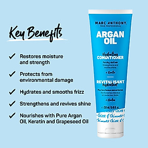 Marc Anthony Argan Oil Conditioner with Keratin - Moisturizing & Hydrating for Dry, Dull Hair - Repairs, Strengthens & Revives Shine with Nourishing Argan Oil of Morrocco - Sulfate Free & Paraben Free